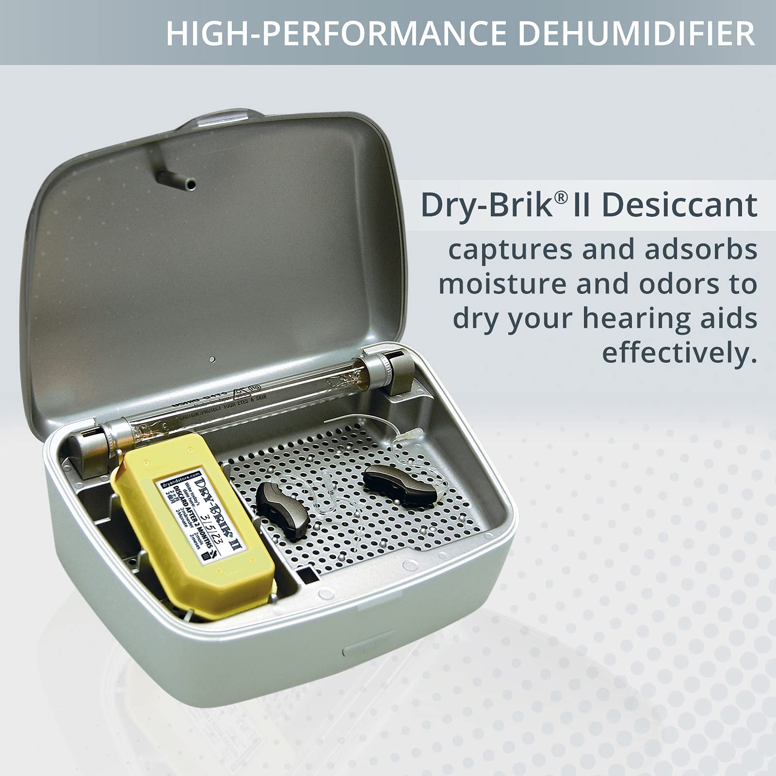 Global II by Dry & Store | Electric Hearing Aid Dehumidifier with UV-C Lamp Sanitizer