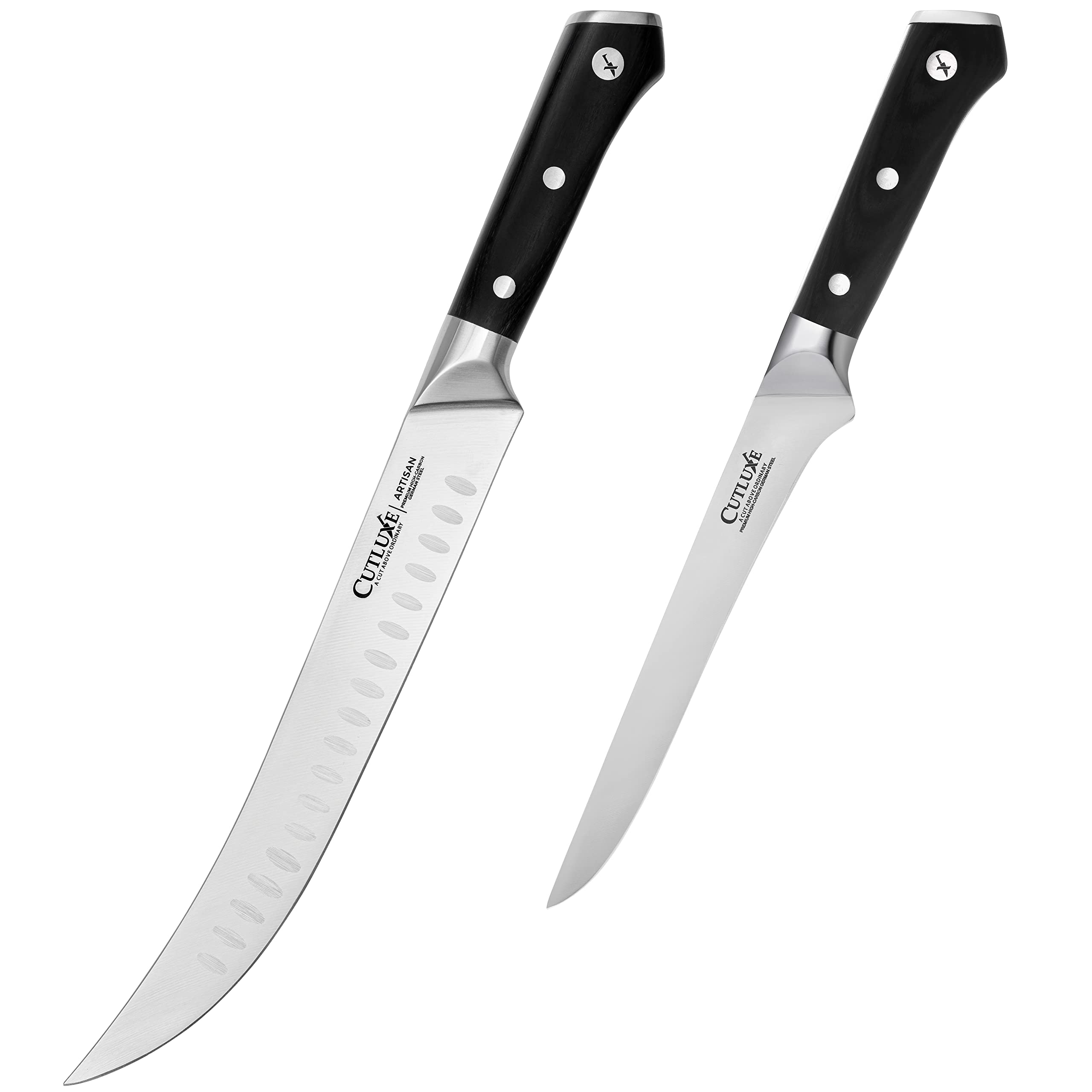 Cutluxe Cimeter Knife & Boning Knifeâ Forged High Carbon German Steel â Full Tang & Razor Sharp â Ergonomic Handle Design â Artisan Series