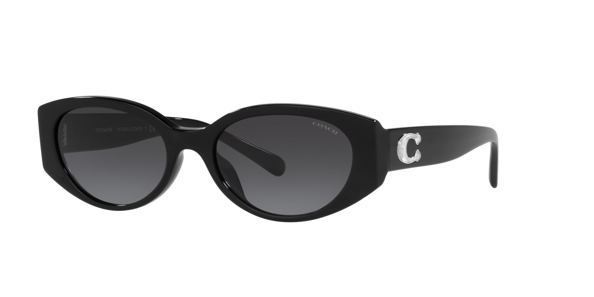 Coach HC8353U Universal Fit Sunglasses, Black/Grey Gradient, 54 mm