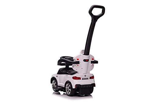 Best Ride On Cars BMW 4 in 1 Battery Powered Push Car, White, Large