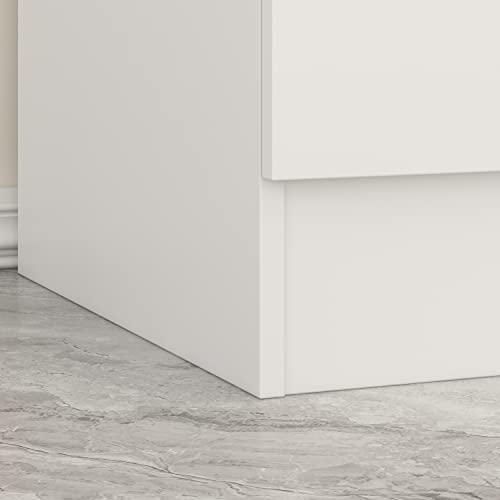 ECACAD Wardrobe Armoire with Mirror, 5-Tier Shelves, 2 Drawers, 2 Hanging Rods and 4 Doors, Wooden Closet Storage Cabinet for Bedroom, White (63”W x 19.7”D x 70.9”H)