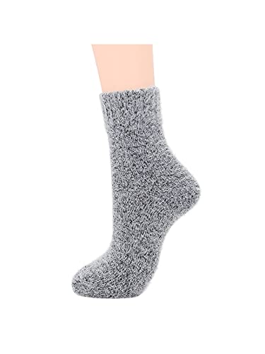 Century Star Womens Athletic Socks Knit Pattern Sports Socks Winter Wool Socks Crew Cut Cashmere Socks Warm Soft Socks 4 Pairs White Solid Color One Size