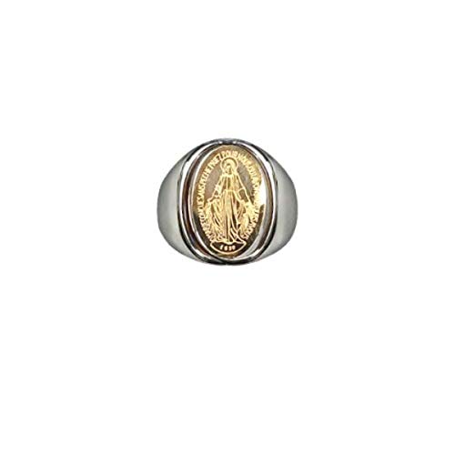 Ben Junot Catholic Unisex Gold Miraculous Ring Stainless Steel Catholic Miraculous Ring-Miraculous Holy Prayer Card Included (Gold) (9)
