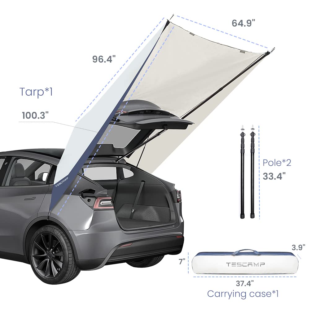 Car Tarp Canopy ONLY for Tesla Model Y Awning Portable Camping Road Trip Sun Shelter Outdoor