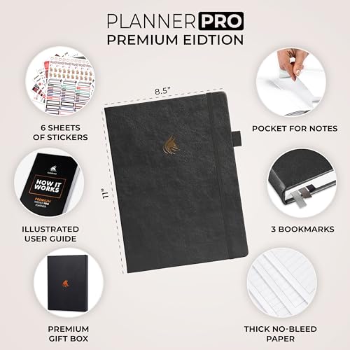 Clever Fox Planner Pro Premium β Luxurious Weekly & Monthly Planner with Budget Organizer for Productivity & Goals, Undated, A4 (Silver Black)