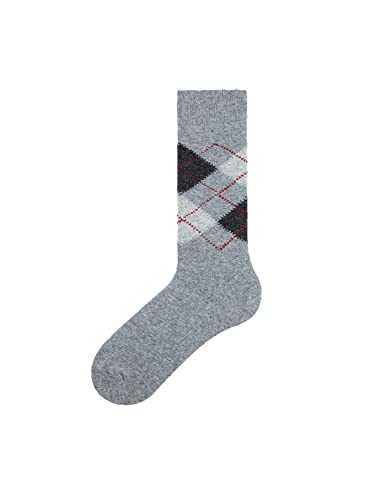 BROSS Checked Patterned Wool Men Socks ISoft Comfortable Wool Winter Socks for Men I Thick Socks I Cashmere Socks I (as1, numeric_9-12, Gray)