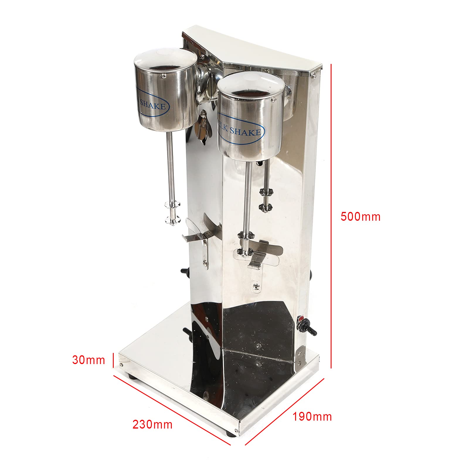 DYRABREST 180W Electric Milk Shake Maker, Commercial Double Head Milkshake Mixer Blender Machine, Stainless Steel Drink Milk Shake Maker Shaker with 4 Cups