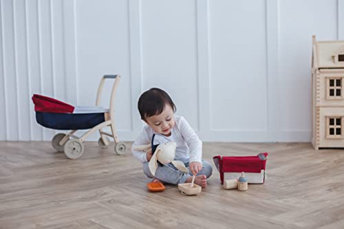 PlanToys Baby Doll Feeding Playset (3499) | Sustainably Made from Rubberwood and Non-Toxic Paints and Dyes