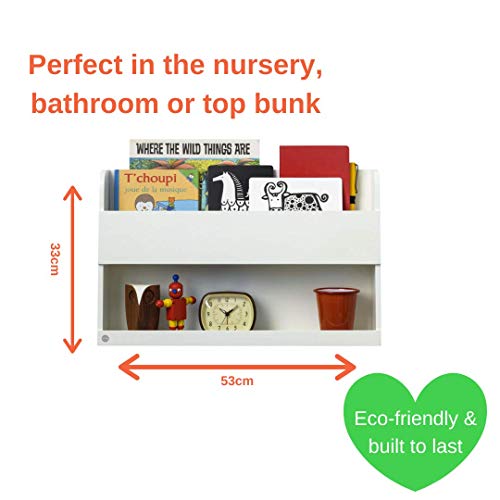 Tidy Books® Bunk Bed Accessories Shelf (Age 6-99) The Original Bunk Bed Buddy™, Bedside Shelf, White Shelves for Kids Room, Loft Bed Shelf, Wood, 13 x 20.9 x 4.7, Eco Friendly, Handmade