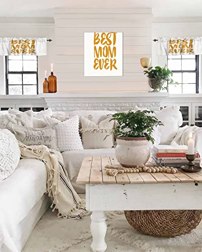 RainbowDay Valance Curtain Elegant Decorative Rod Pocket Valances Gold Best Mom Ever White Background Window Curtain Valance for Kitchen Bathroom Bedroom Basement Cafe,1 Panel 42x12 Inch