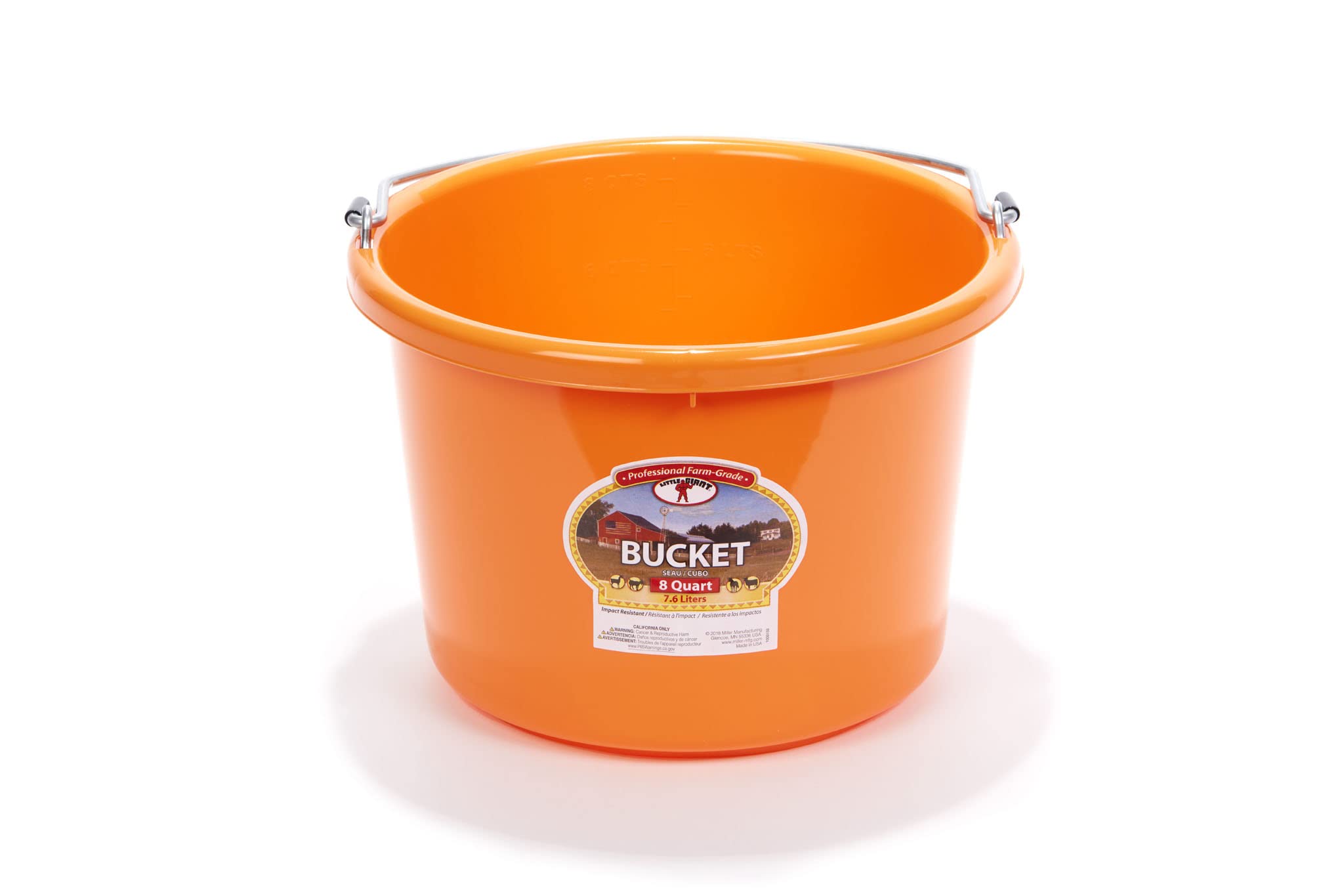 Plastic Animal Feed Bucket (Navy) - Little Giant - Round Plastic Feed Bucket with Metal Handle (8 Quarts / 2 Gallons) (Item No. P8ORANGE6)