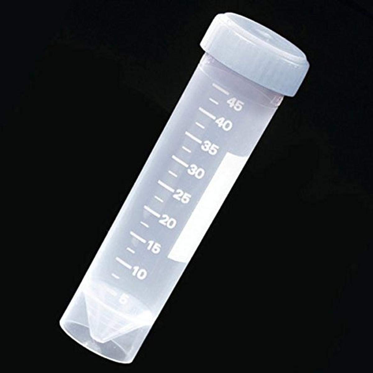 Globe Scientific 6255MF Polypropylene Self-Standing Transport Tube with Separate Natural High Density Polyethylene Screw Cap Metal Free Printed Graduation Conical Bottom 50mL Capacity (Case of 500)