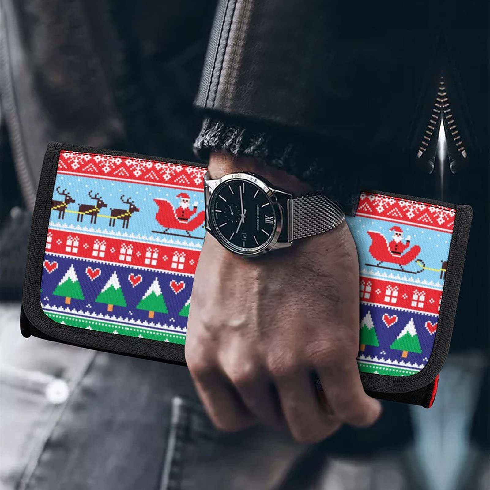 Christmas Jumper Or Sweater Carrying Case Storage Holder Bag Printed Handbag for Switch Console Game and Slots Cards Accessories