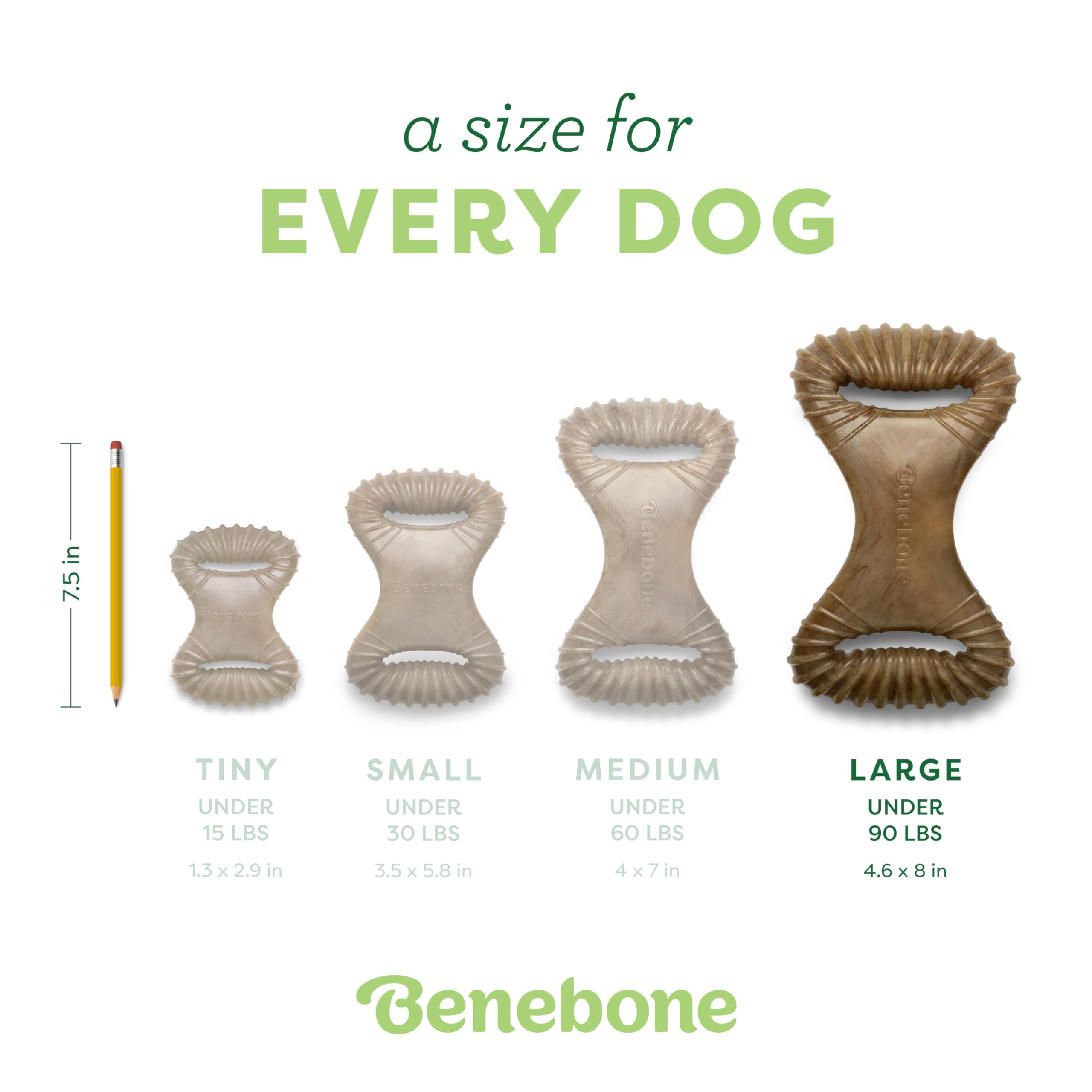 Benebone Dental Durable Dog Chew Toy for Aggressive Chewers, Real Bacon, Made in USA, Large