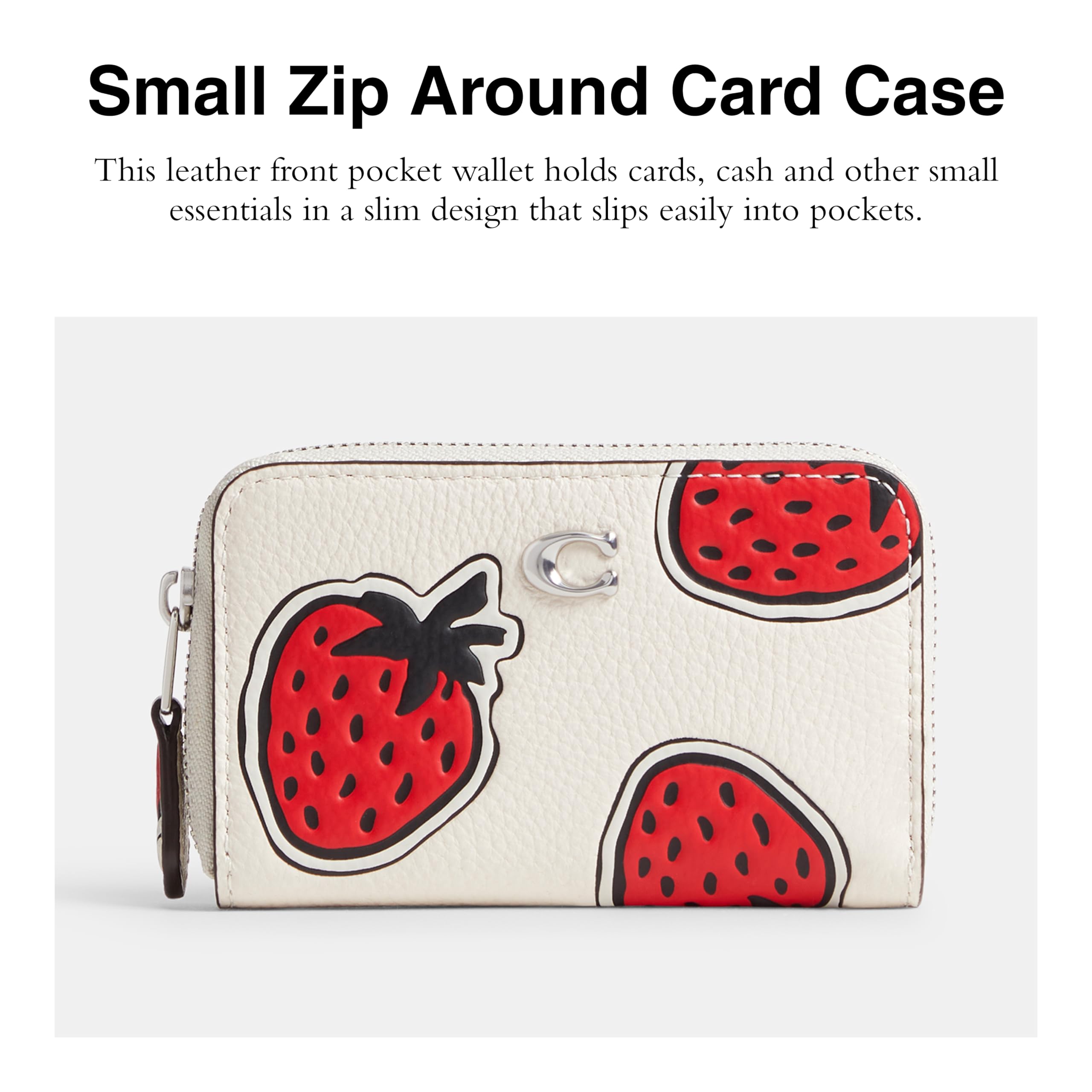 Coach Small Zip Around Card Case, Chalk Multi