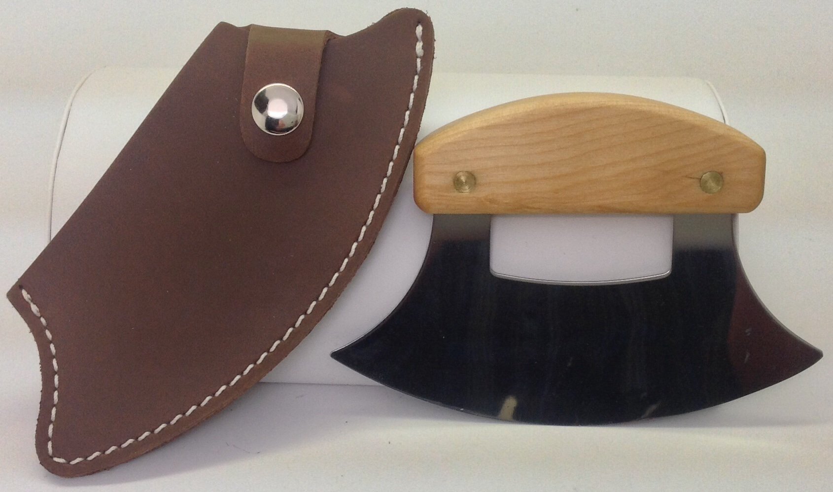 Genuine Leather Ulu Knife Quality Sheath Dark Color - For Inupiat Knife