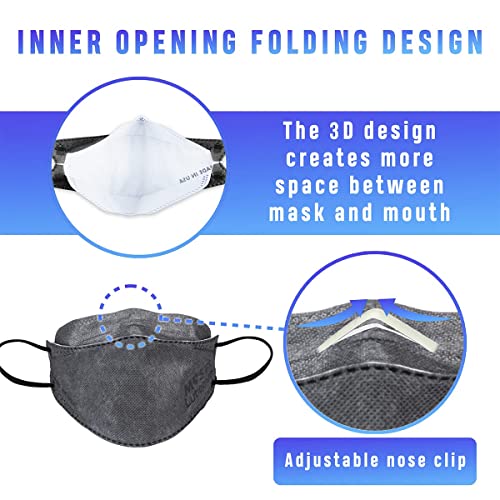 Lutema 5-Layer Disposable Face Mask 5-Ply Protection Breathable Comfortable Made in USA - 3D Fish Design (20 pcs) (Adults, Graphite Gray)