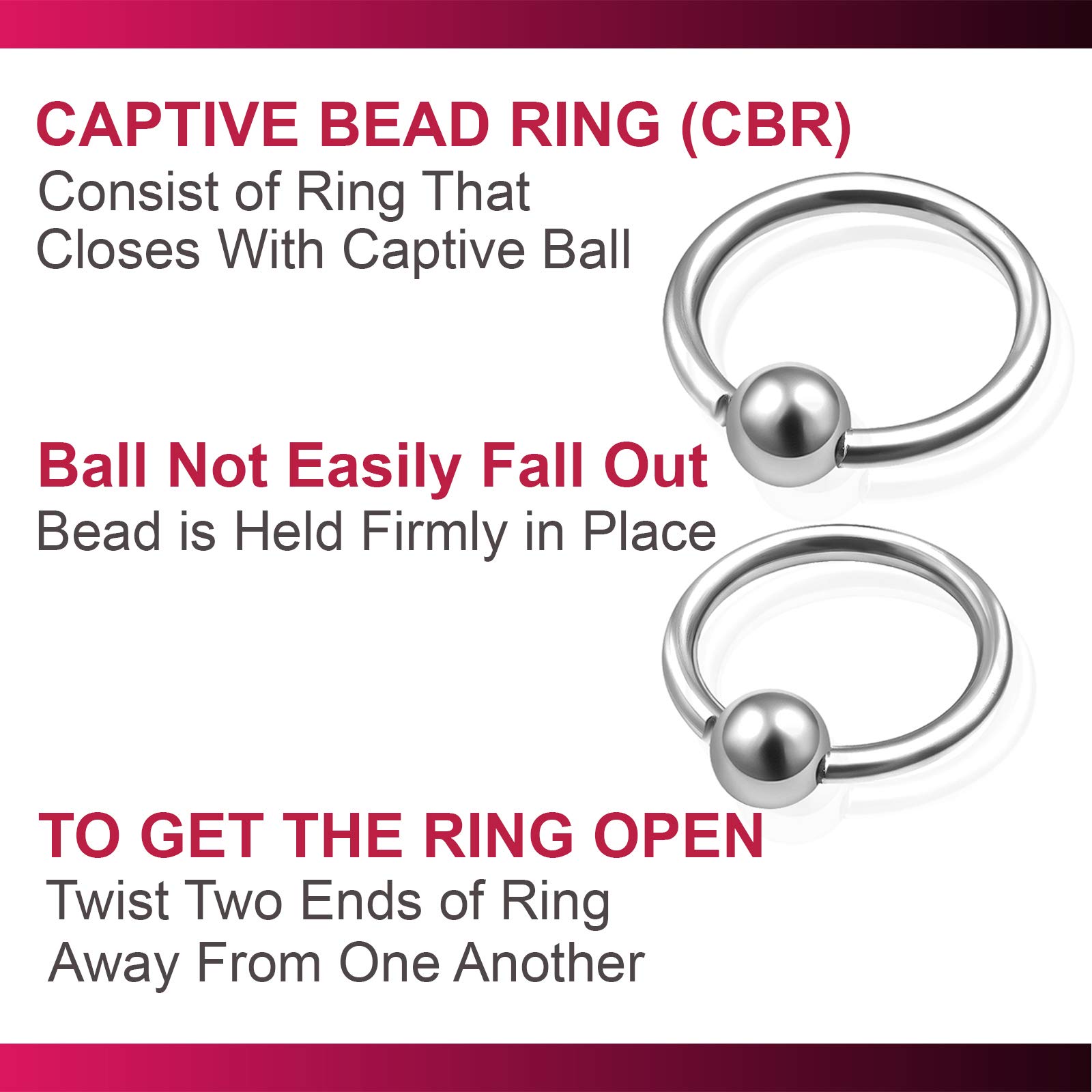 bodyjewellery 4pcs 18g bead captive ring Surgical Steel Tragus Snake Bite Cartilage Hoop BCR Septum Nose Helix Conch Eyebrow Daith BBEX