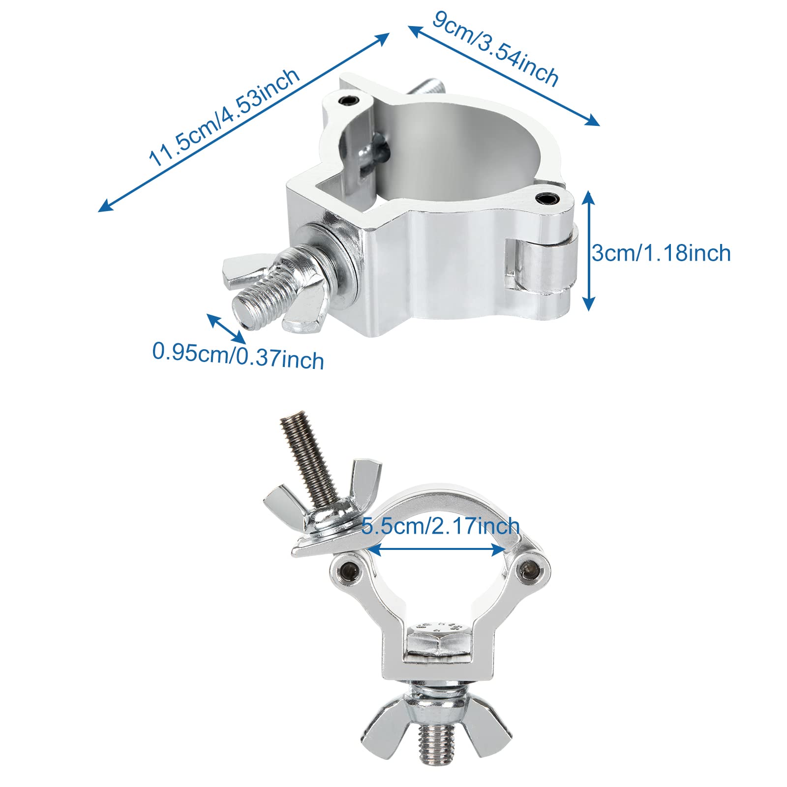 CertBuy 6 Pack Stage Light Clamp 2 Inch Aluminum Lighting Clamp Heavy Duty 165lb Premium Truss O Clamp for DJ Lighting Par Lights Spot Lights