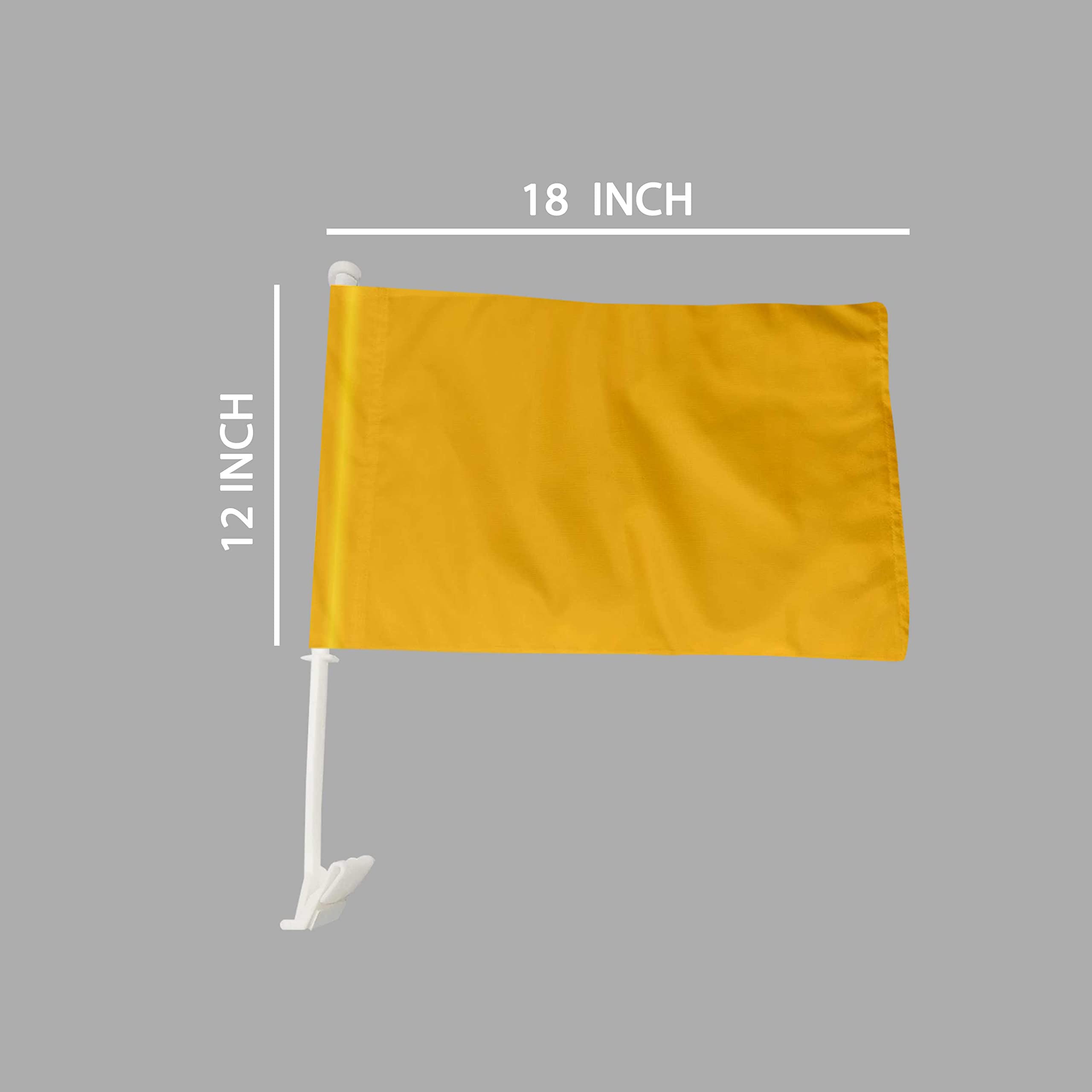 Solid Yellow Car Window Clip Flag Fade Resistant Vehicle for Patriotic, Sports Events, Parades - Premium - Double Side Printing (Pack of 100)