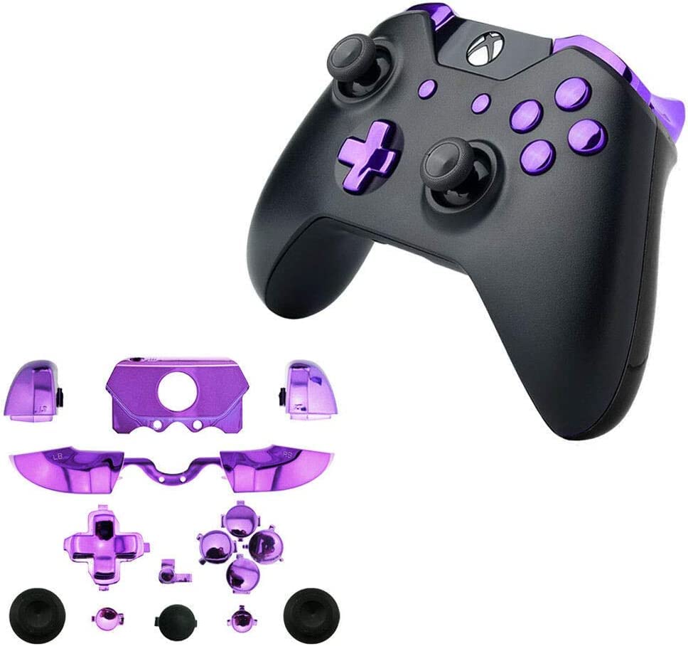 Chrome RT LT RB LB Triggers Buttons Dpad ABXY Buttons for Key Xbox One Elite E Controller with T6 T8 Screwdriver Tool (Chrome Purple)