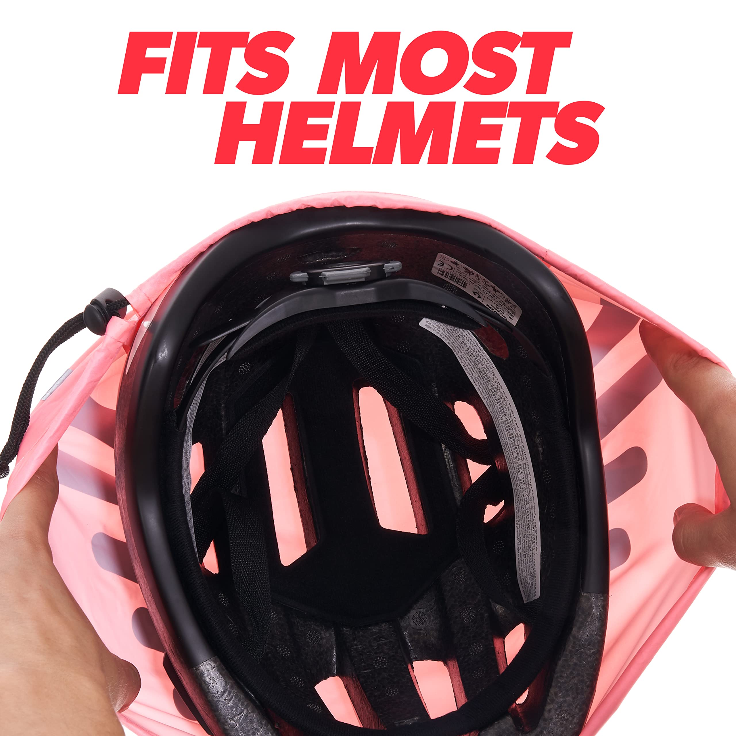 BTR High Visibility PINK Universal Size Bike/Bicycle Waterproof Helmet Cover with Reflective Stripes - One Size Fits All