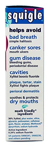 Squigle Enamel Saver Toothpaste, Canker Sore Treatment and Prevention, SLS Free Toothpaste, 36% Xylitol Toothpaste, Prevents Cavities, Perioral Dermatitis, Bad Breath, Chapped Lips - 1 Pack