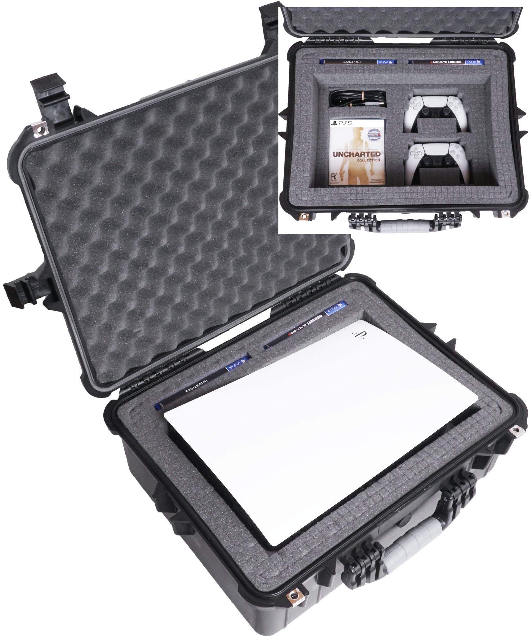 Case Club Waterproof Hard Case Fits PlayStation 5 (PS5), 2 Controllers, Games & Accessories - Crushproof - Lockable - Customizable Foam (PS5)