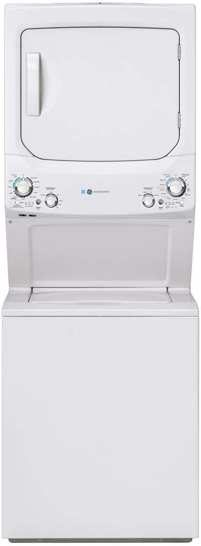GE GUD27GESNWW 27" Gas Laundry Center with 3.8 cu. ft. Washer Capacity and 5.9 cy. ft. Dryer Capacity in White