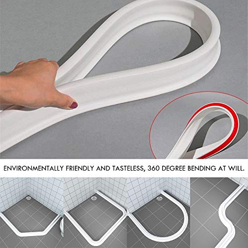 Collapsible Shower Threshold Water Dam Buthtub Water Stopper Shower Barrier Rubber Dam Silicon Water Blocker Dry and Wet Separation for Bathroom (66Inch)