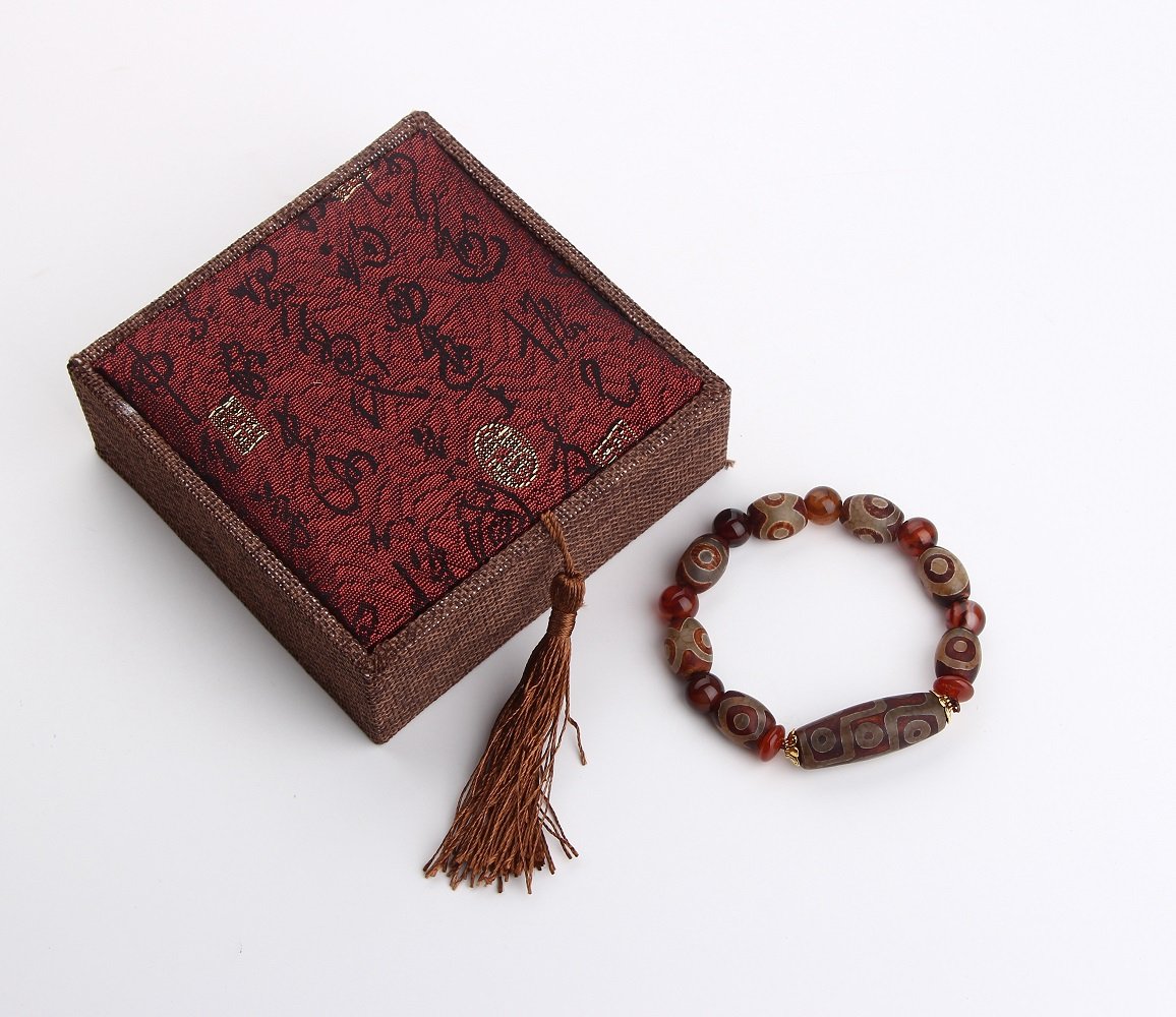 BOYULL Feng Shui Tibetan Dzi Bead Protective Amulet Bracelet, Attract Wealth and Good Luck, Deluxe Gift Box Included