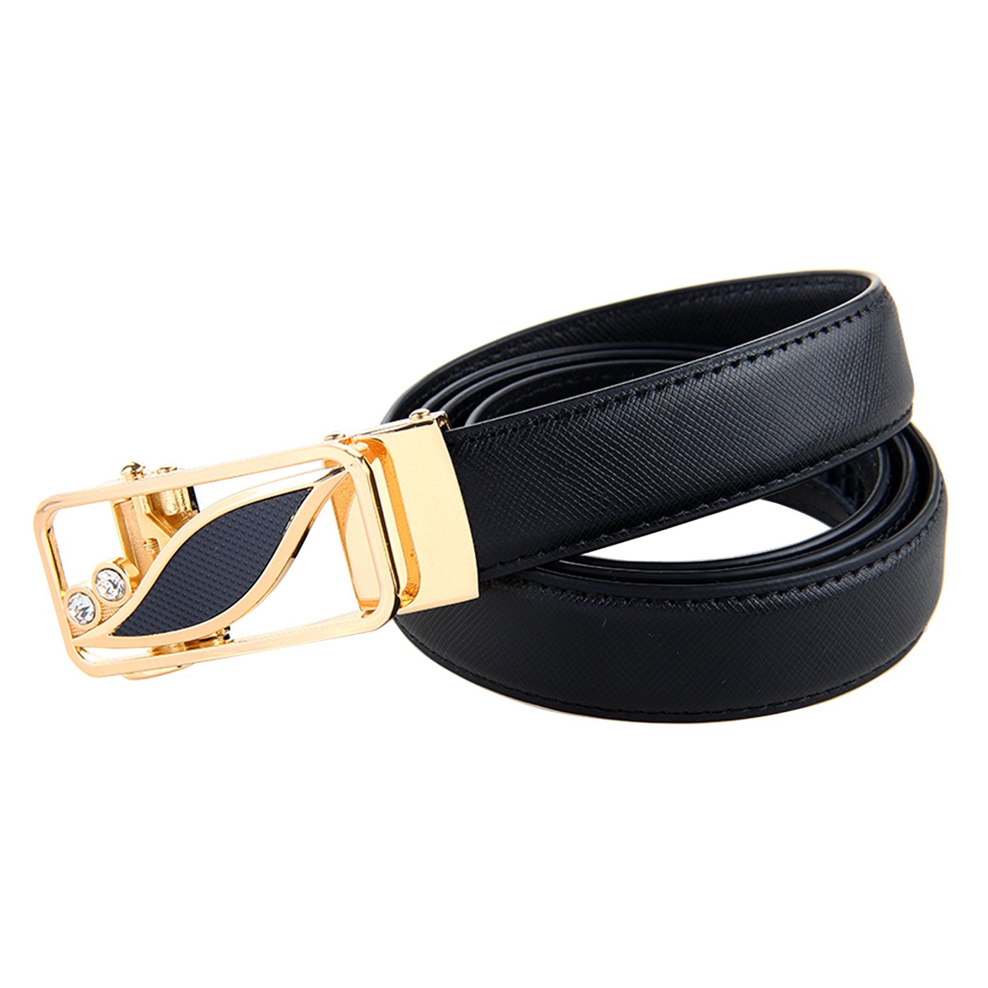 Bpstar Womens Belt, Adjustable Women Ratchet Belts Automatic Buckle Leather Belt for Women (Black3, 21"-45")