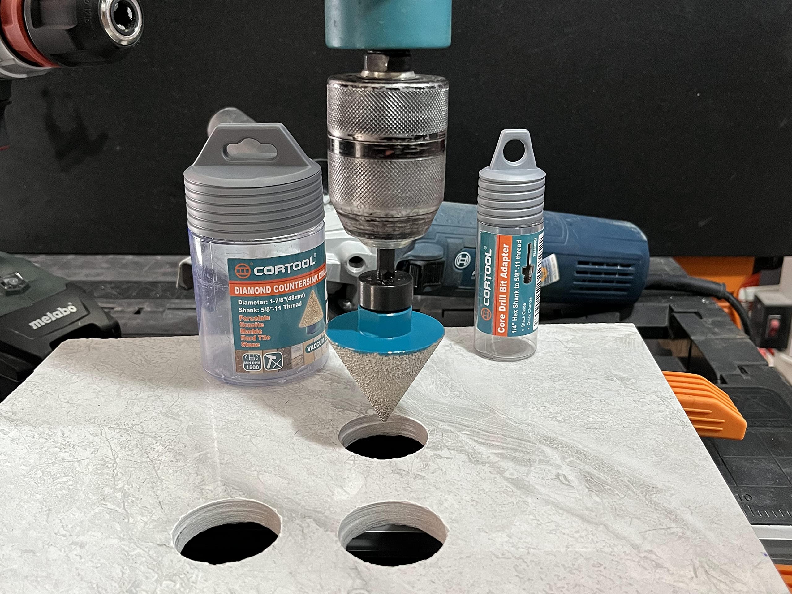 CORTOOL Core Drill Bit Arbor Adapter for Threaded Diamond Hole Saw 1/4" Quick Change Hex Shank to 5/8" 11 Male Drill Sanding Attachment Arbor Shaft Adapter