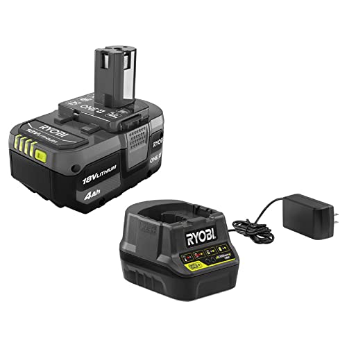 RYOBI ONE+ 18V Cordless Battery String Trimmer and Blower Combo Kit (2-Tools) with 4.0 Ah Battery and Charger