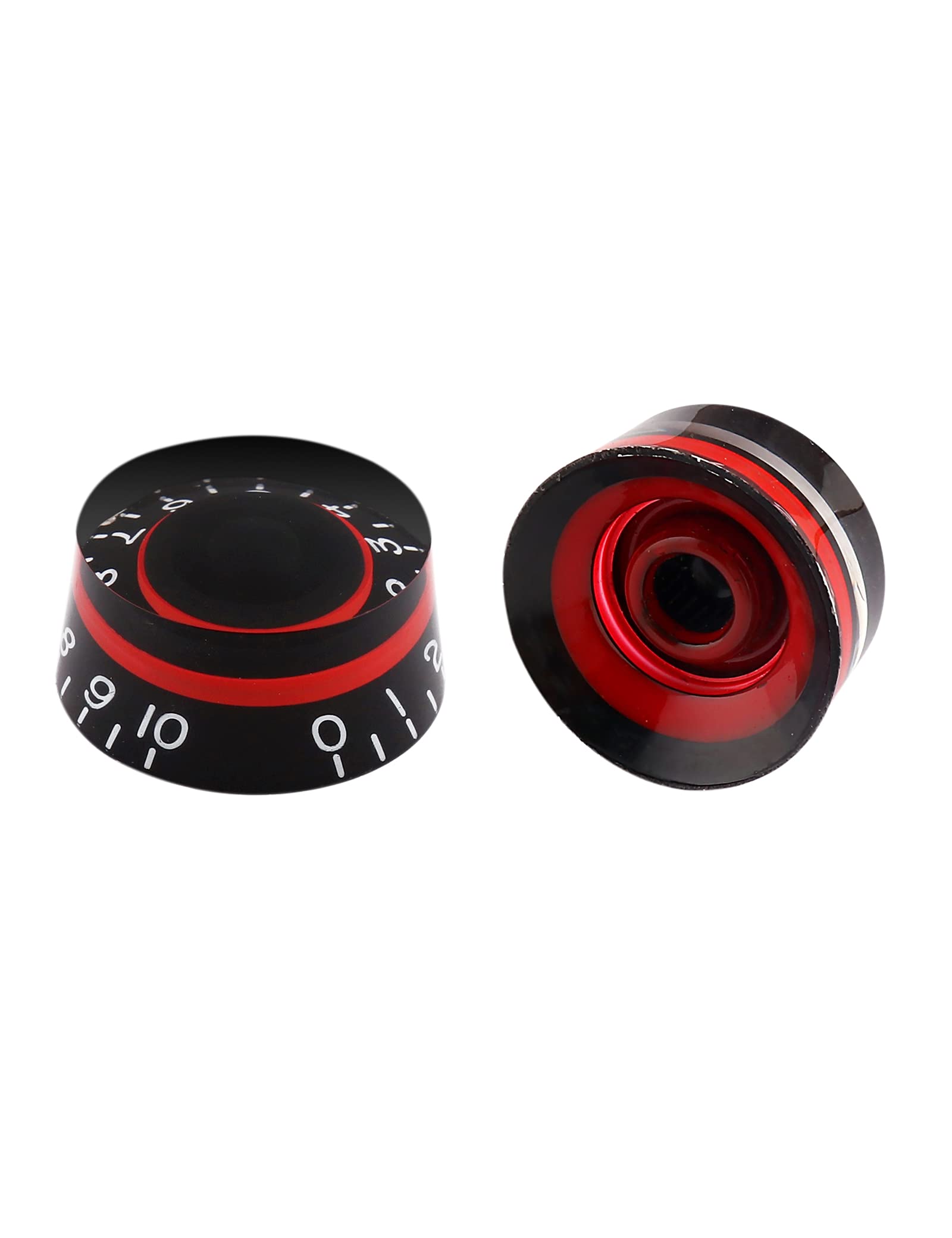 Bogart Guitar Knobs 6mm Shaft Volume Tone Control Knobs Top Hat Knobs for Les Paul LP SG Style Electric Guitar Set of 4pcs.,Black & Red