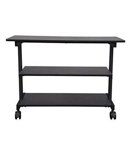 Stand Up Desk Store 3-Shelf Rolling Desk Return Side Desk Organizer and Bookcase on Wheels