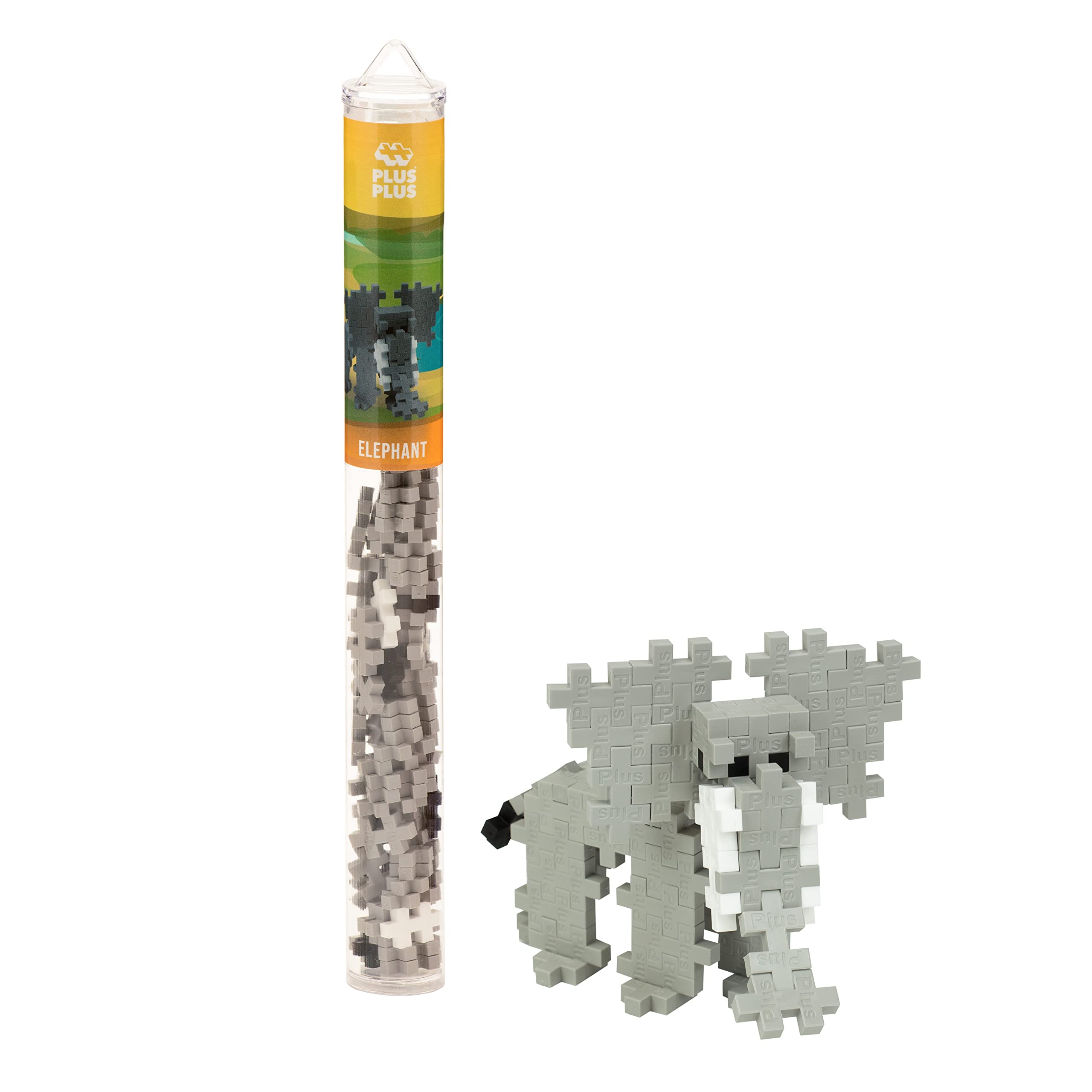PLUS PLUS - Safari 5 Piece Playset Bundle, Baseplate & 70 Piece Tubes - Construction Building Stem/Steam Toy, Interlocking Mini Puzzle Blocks for Kids