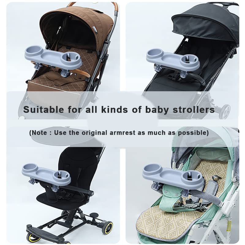 TOLASTO Universal Stroller Snack Tray,Snack Tray for Stroller, Compatible with a Variety of Stroller handrails, ABS Material, Flexible Adjustment of The Installation((Grey)