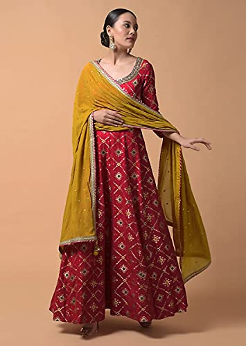 Indian Kurti for Womens Dupatta | Art Silk Woven Kurta Kurtis Tunic For Women Mustard