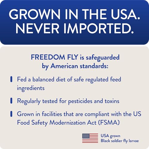 FLOCKLEADER Freedom Fly, All American Dried Black Soldier Fly Larvae Poultry Treats, 5 lb