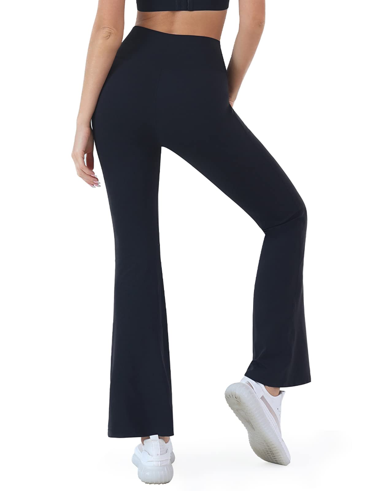 Cicendy Womens Flare Leggings,Crossover Yoga Pants Casual Bootleg Pockets High Waisted Stretchy Control Gym Workout Pants (as1, Alpha, s, Regular, Regular, Black)