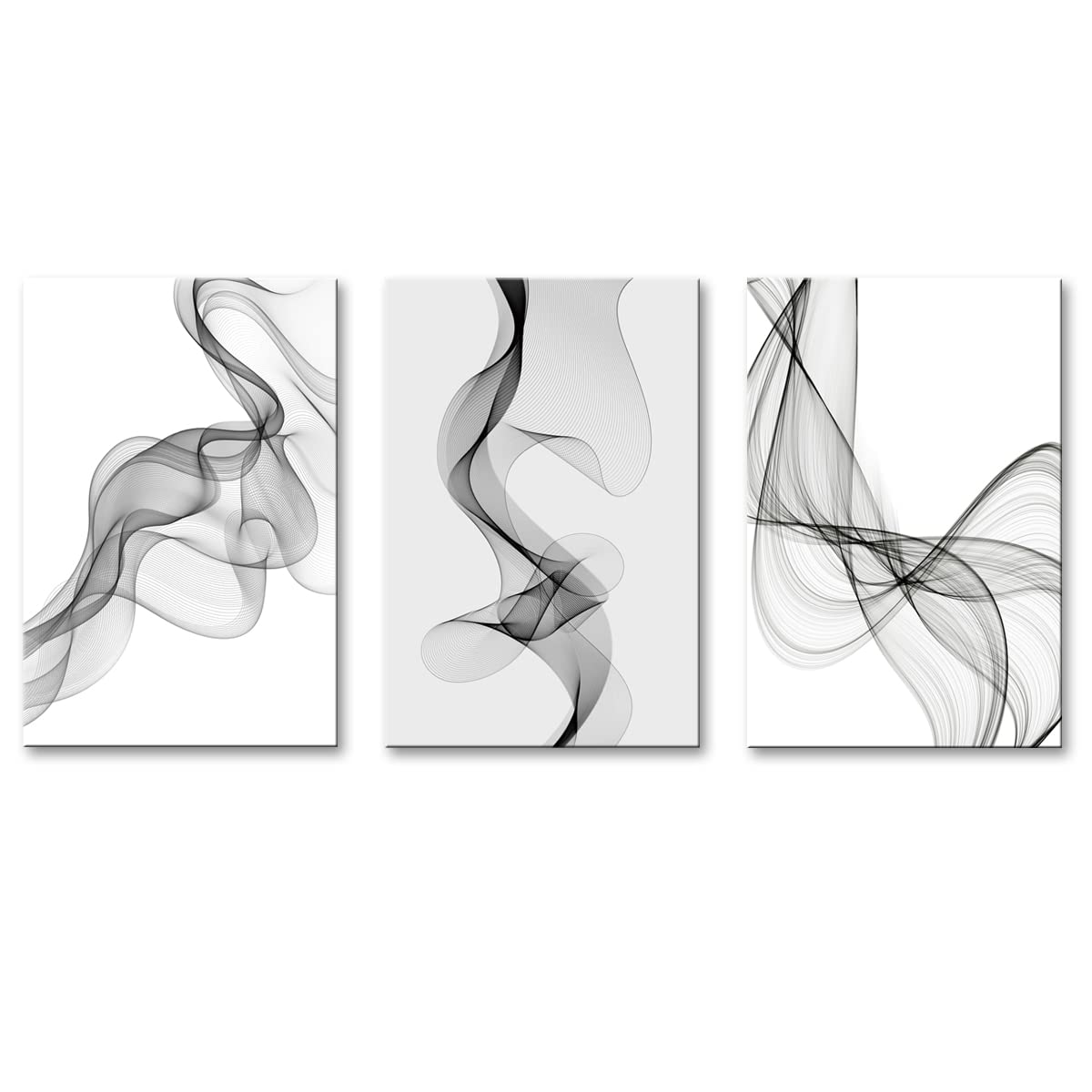 Black and White Abstract Line Wall Art Canvas Painting 3 piece Bathroom Room Decor Print Picture Modern Artwork Framed
