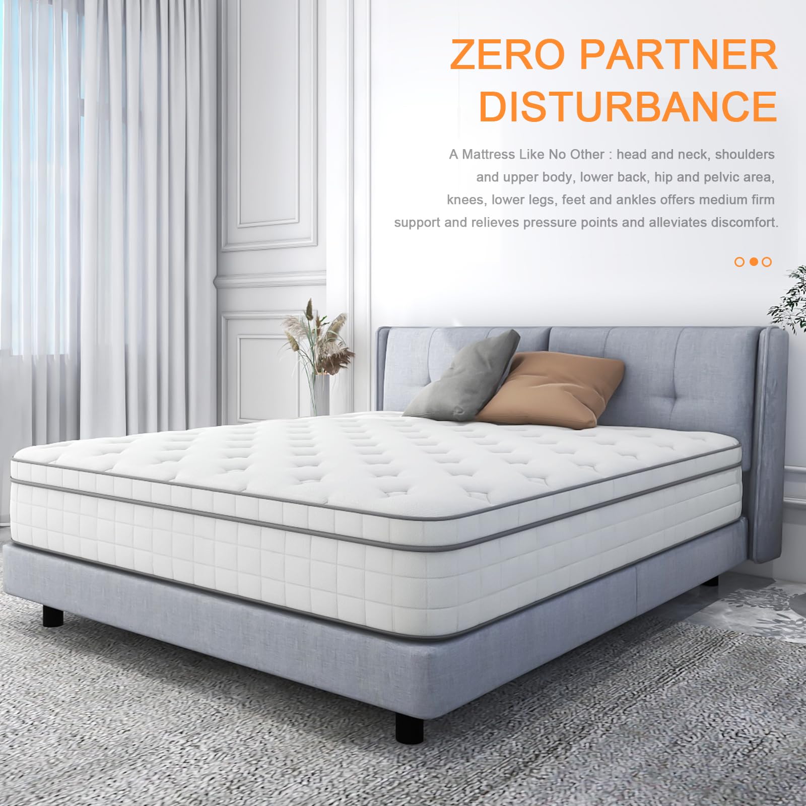 Gegcucey Full Mattress, Innerspring Mattress with Breathable Foam and Pocket Spring for Motion Isolation, Medium Firm Hybrid Mattress in a Box (10Inch, Full