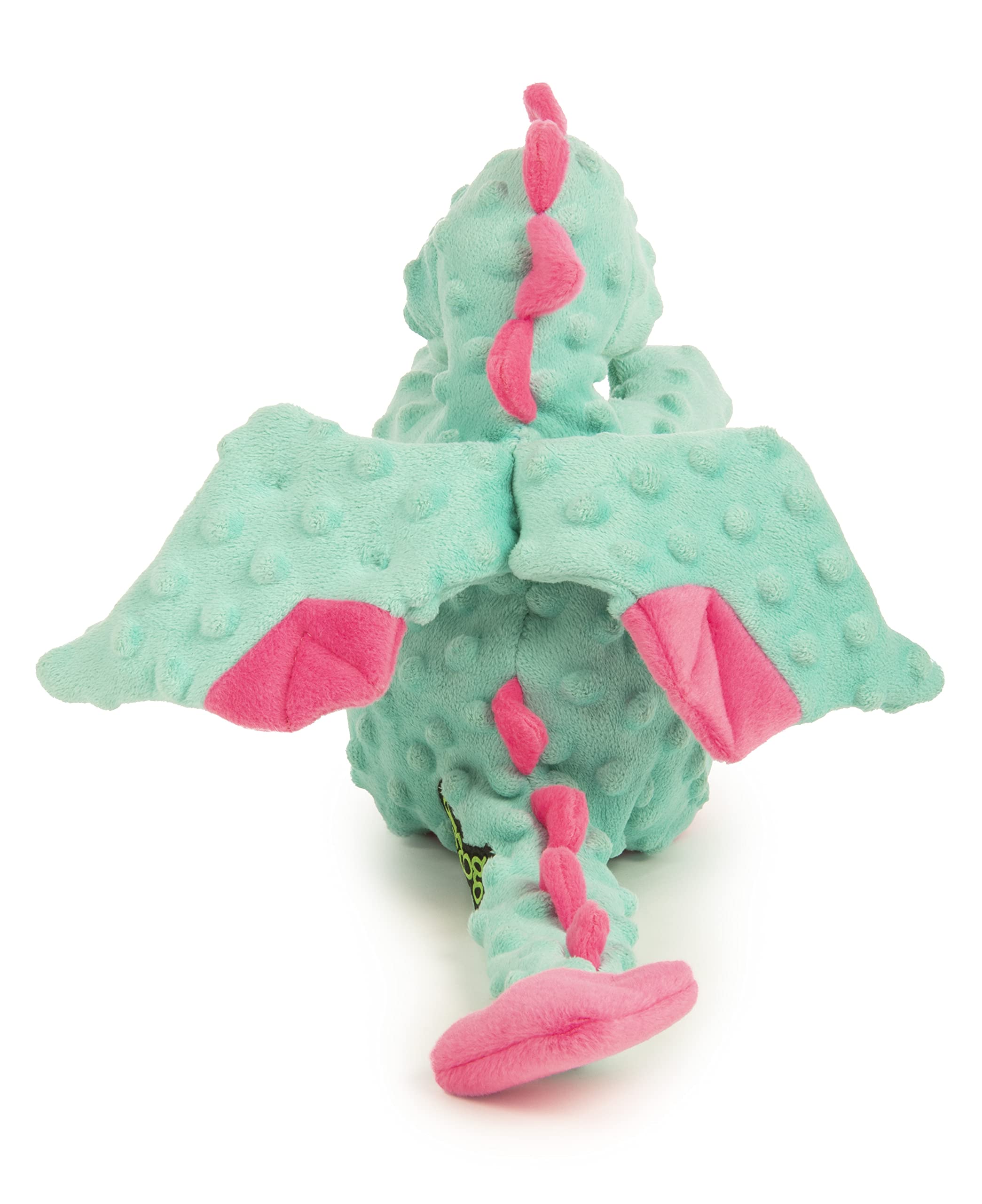 goDog Dragons with Chew Guard Technology Durable Plush Squeaker Dog Toy, Large, Seafoam, Plush Dog Toy