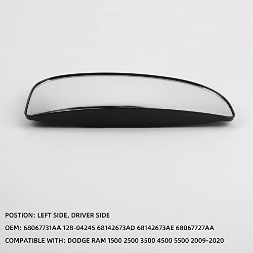 Dasbecan 68067731AA Left Driver Side Lower Tow Mirror Glass Compatible with Dodge Ram 1500 2500 3500 4500 5500 2009-2020 Non-Heated Convex Mirror with Holder Repalce CH1324125