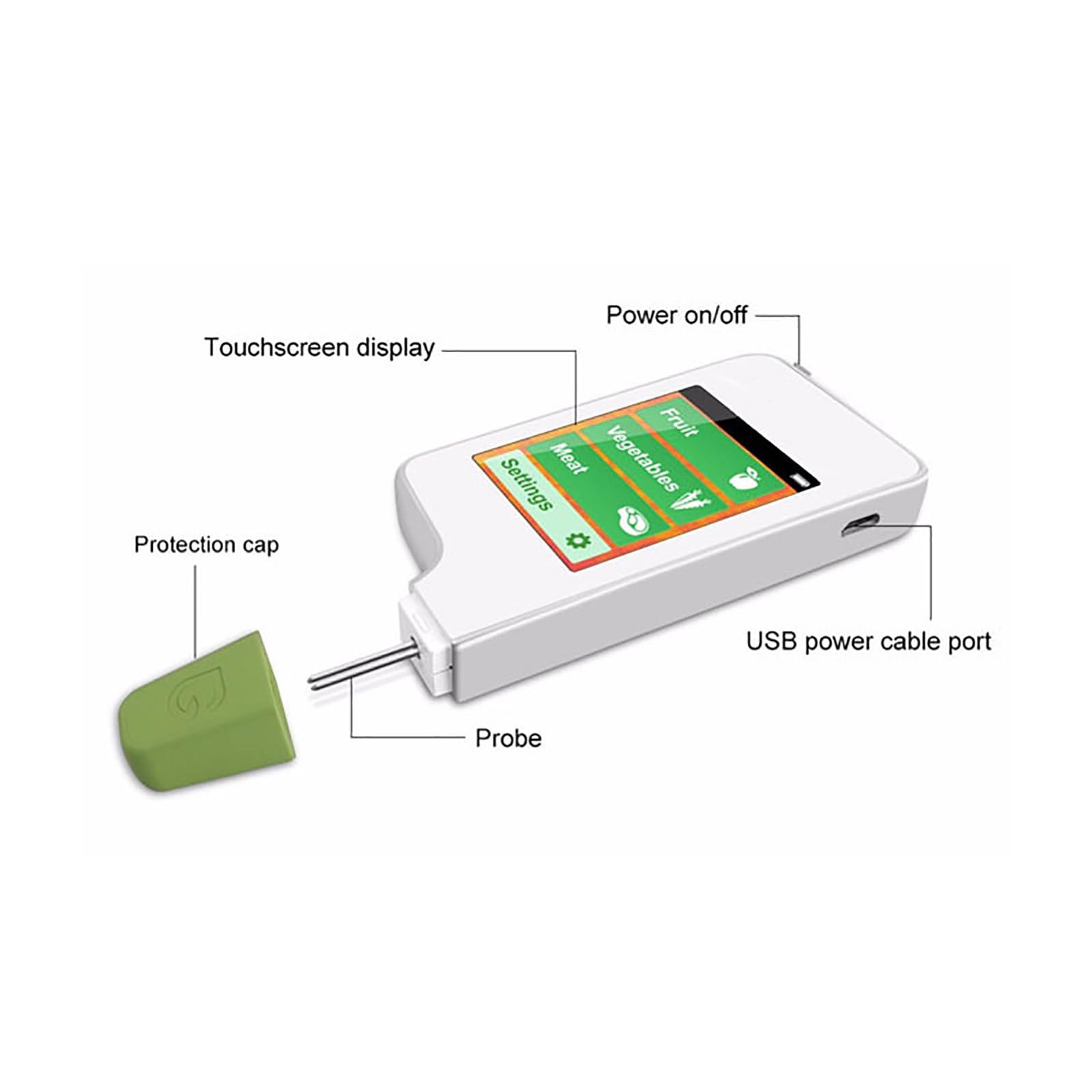 Food Nitrate Tester, Portable Nitrate Meter with LED Display Screen, 0-9999mg/kg Detection Range, 3 Colors Display Results and Easy to Understand, 3 Second Measurement Time, for Fruit, Vegetable