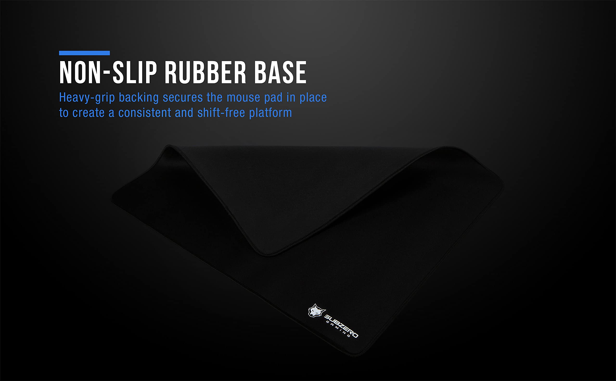 SubZERO Gaming TYKA Soft Gaming Mouse Pad, Large, Stitched Edges, 18"x16" (Black)