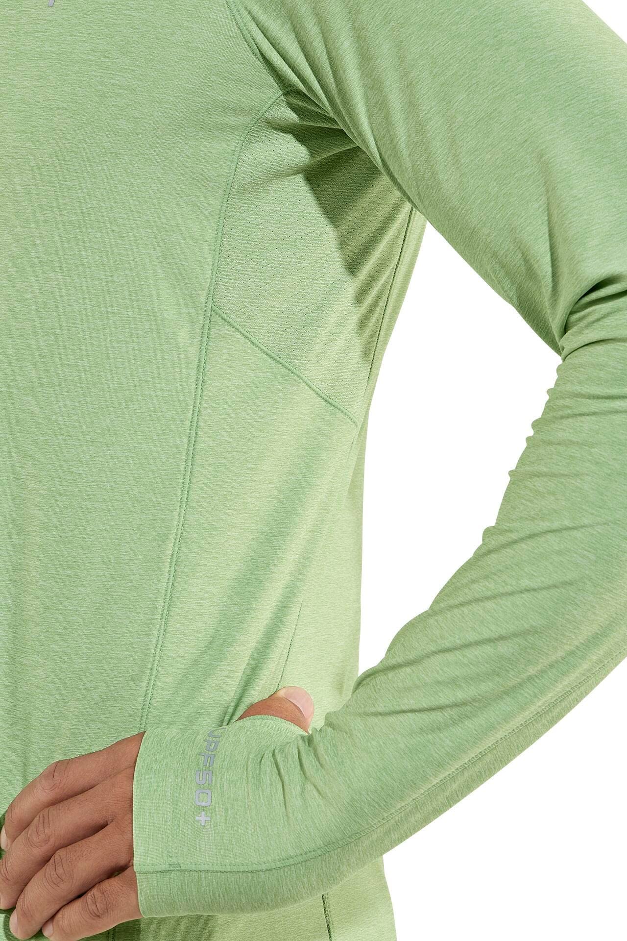 Coolibar UPF 50+ Men's Agility Long Sleeve Performance T-Shirt- Sun Protective (X-Large Tall- Spring Green Heather)