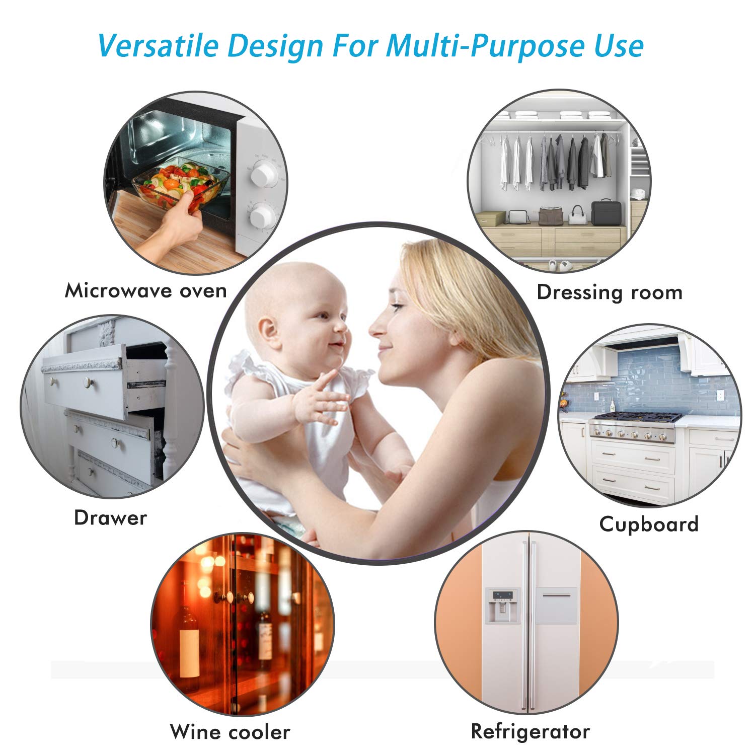 Cabinet Locks for Child Safety - Baby Safety Cupboard Locks 8 Pack - No Drilling Adhesive Baby Proof Drawer Lock Latches for Drawer and Cabinet