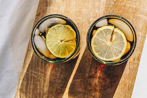 EMPORION Set of 6 Hand-Blown Clear Tumbler (10 oz) Glasses from Mexico - Rustic & Handcrafted Recycled Bubble Glass Drinking Glassware